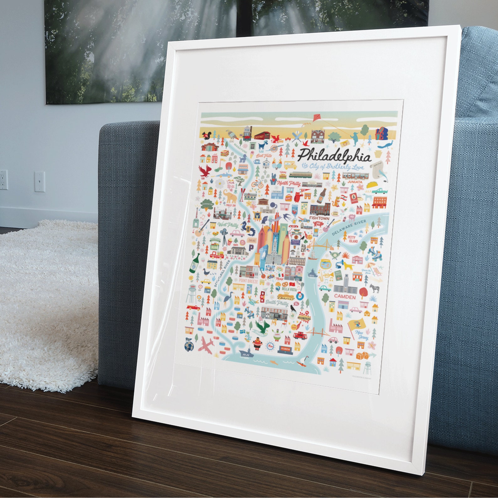 PHILADELPHIA PA Map Art Wall Decor | City Map Philadelphia Pennsylvania ...