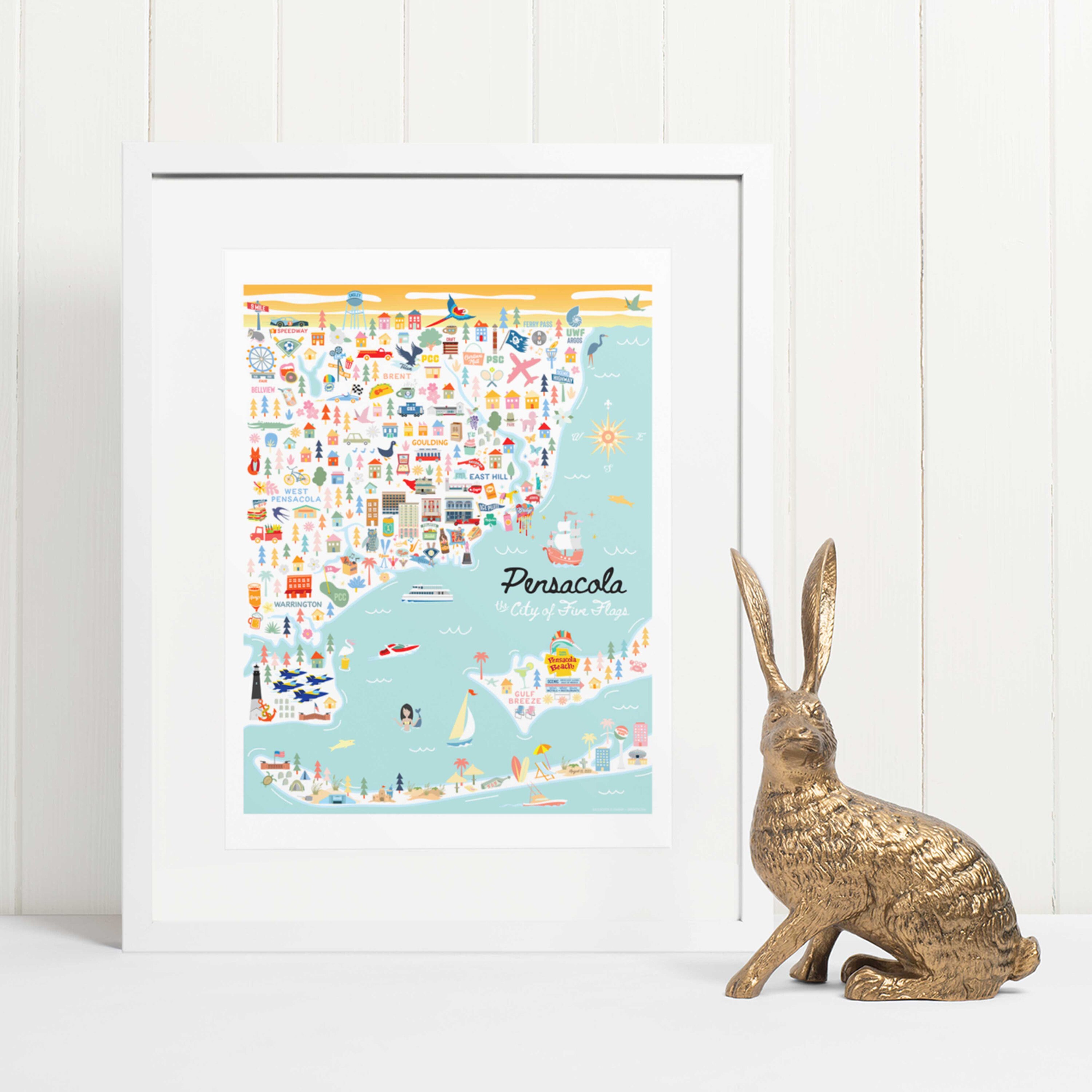 PENSACOLA FL Map Art Wall Decor | City Map Pensacola Florida | Art ...