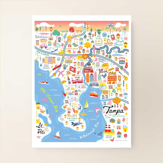 New Tampa Florida Map Tampa Florida City Street Map Poster Allegiant