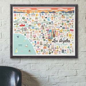LOS ANGELES CA Map Art Wall Decor | City Map Los Angeles California ...