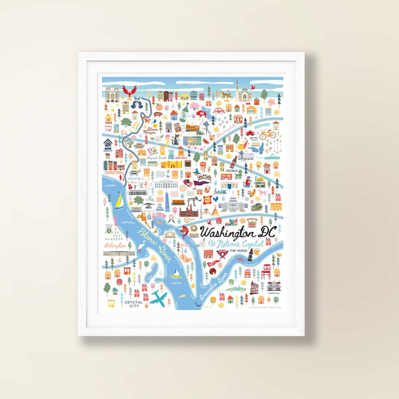 WASHINGTON DC Wall Art Map Washington DC District of | Etsy
