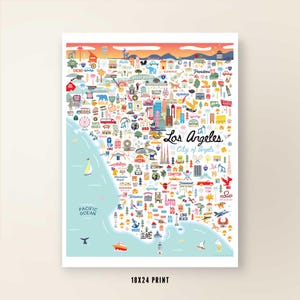LOS ANGELES CA Map Art Wall Decor | City Map Los Angeles California ...