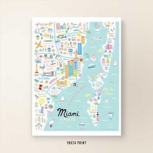 MIAMI FL Map Art Wall Decor | City Map Miami Florida | Art Print Poster ...
