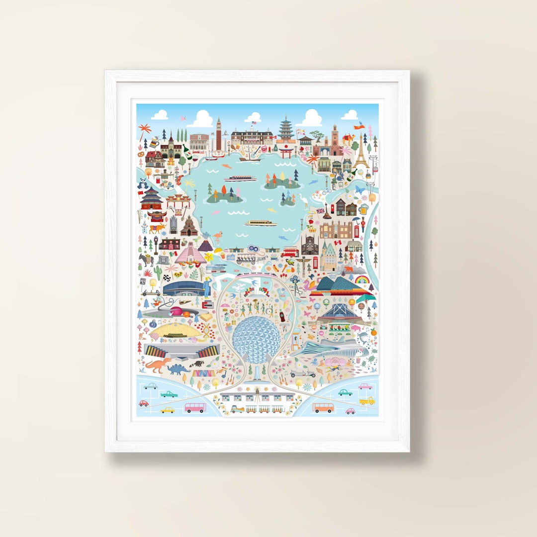EPCOT Map Poster Whimsical Home Decor Epcot Park Map - Etsy