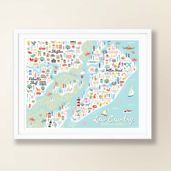LOW COUNTRY SC Map Art Wall Decor City Map Low Country South | Etsy