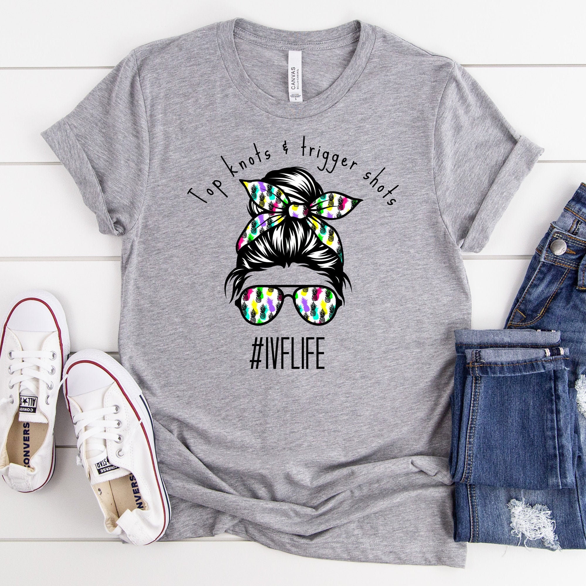 IVF shirt Cute IVF Shirt IVF gift Top knots trigger shots | Etsy