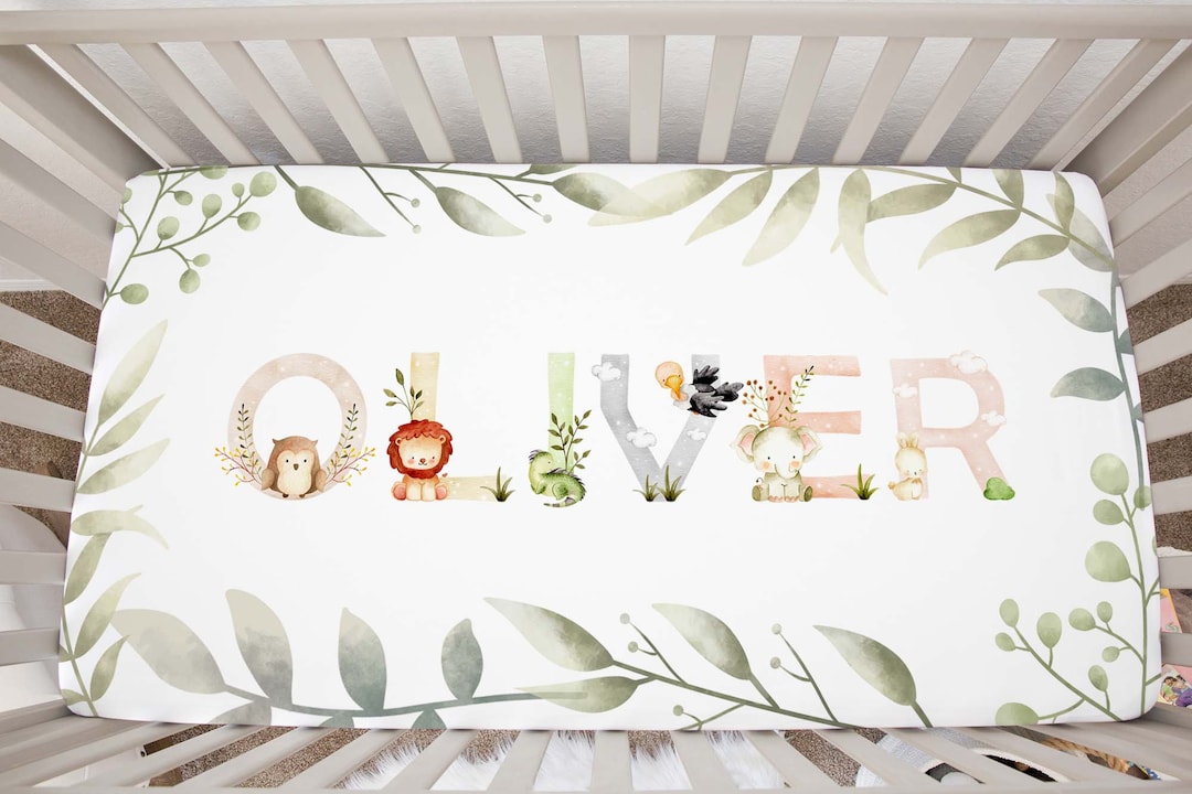 Name Crib Sheet, Personalized Baby Custom Crib Sheets, Watercolor ...