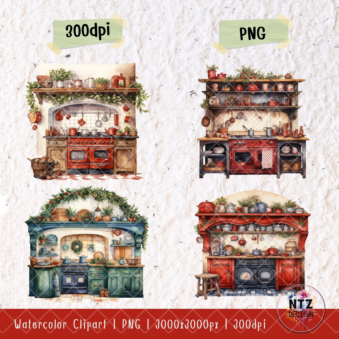 Christmas Kitchen Clipart Bundle Cooking Clipart Sublimation - Etsy