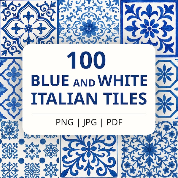 Blue and White Tiles - Etsy