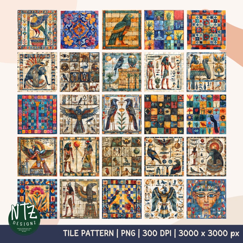 50 Ancient Egyptian Tile Intricate Mosaic Design, Historical Decor ...