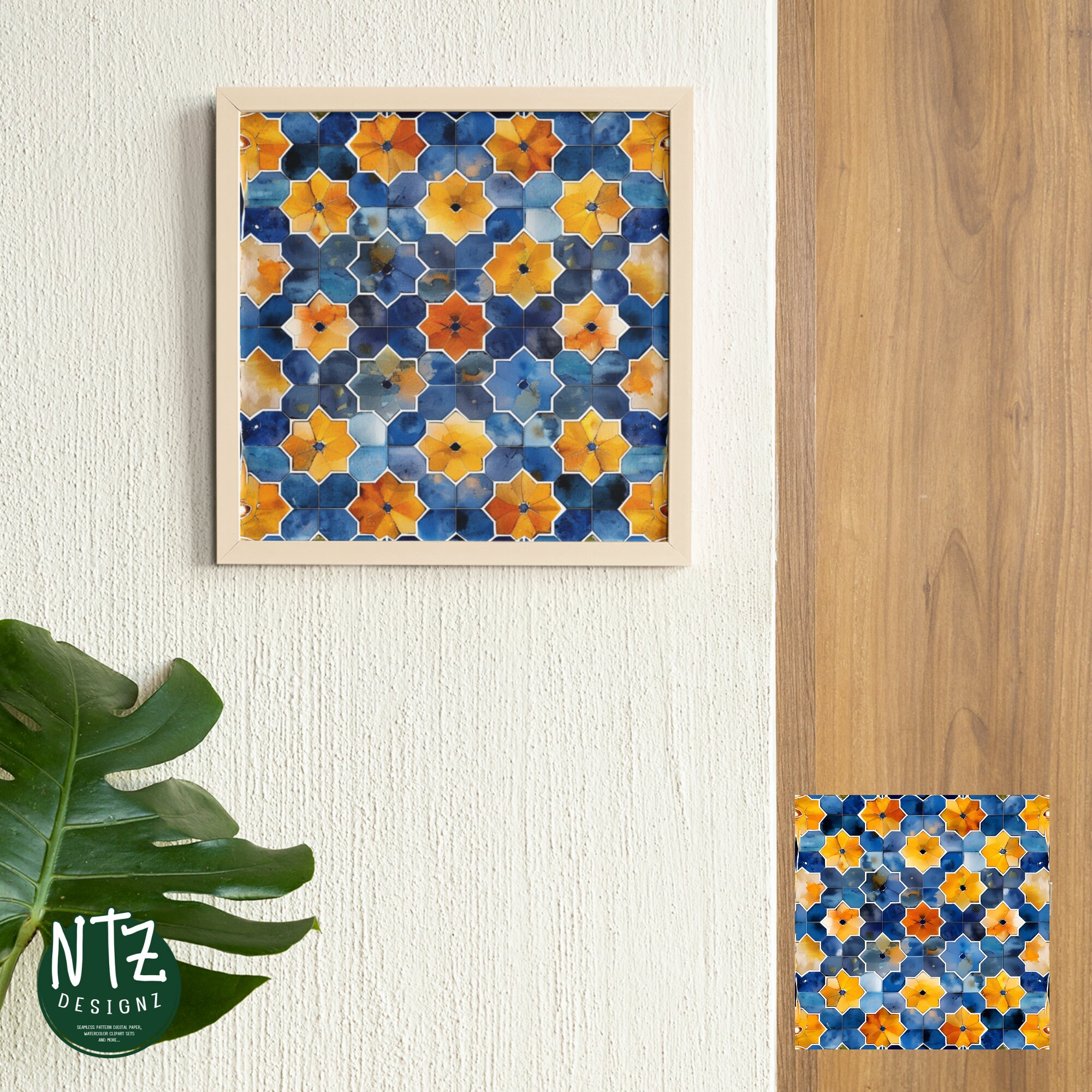50 Moroccan Mosaic Digital Paper Pack, Arabesque Tile Backgrounds ...