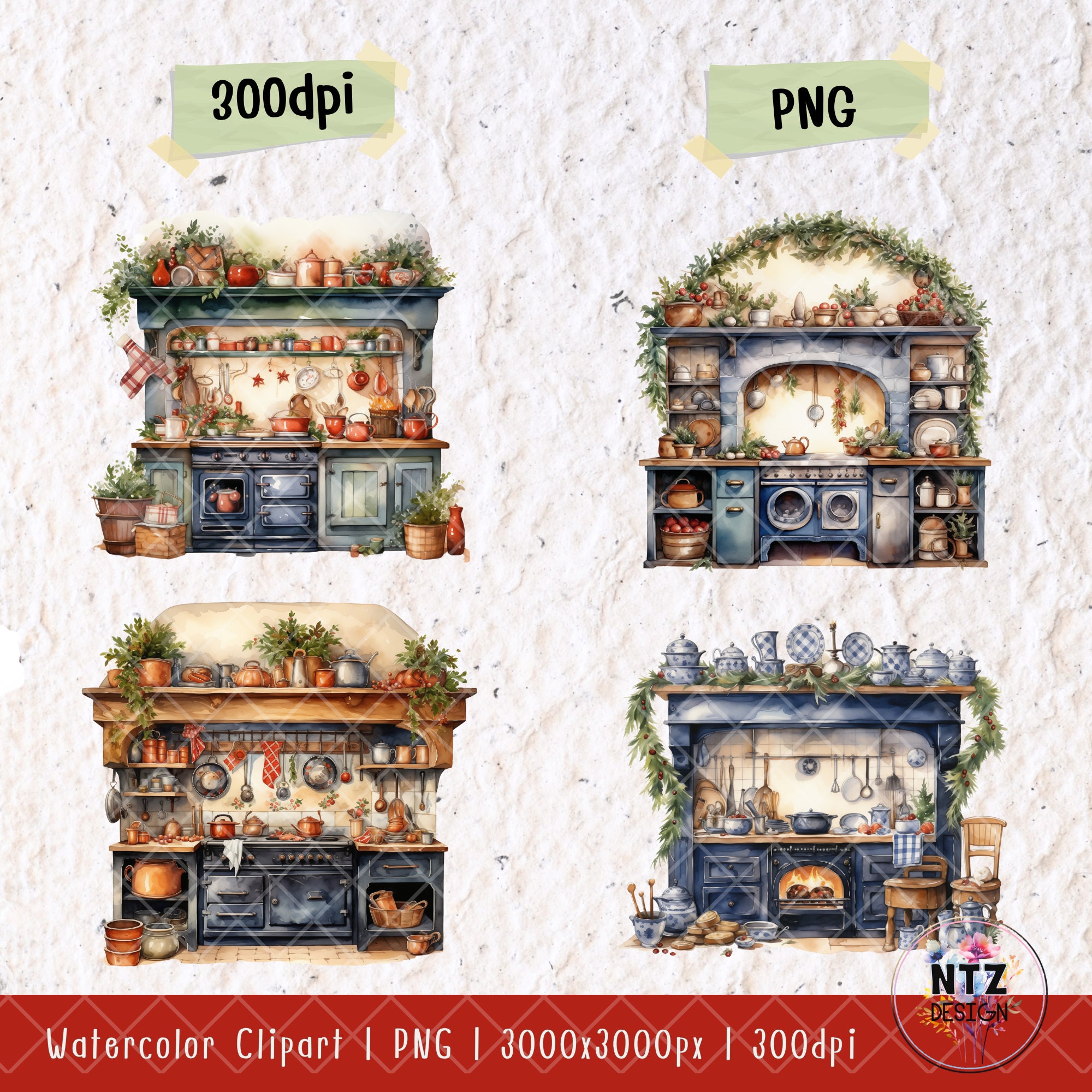 Christmas Kitchen Clipart Bundle Cooking Clipart Sublimation - Etsy