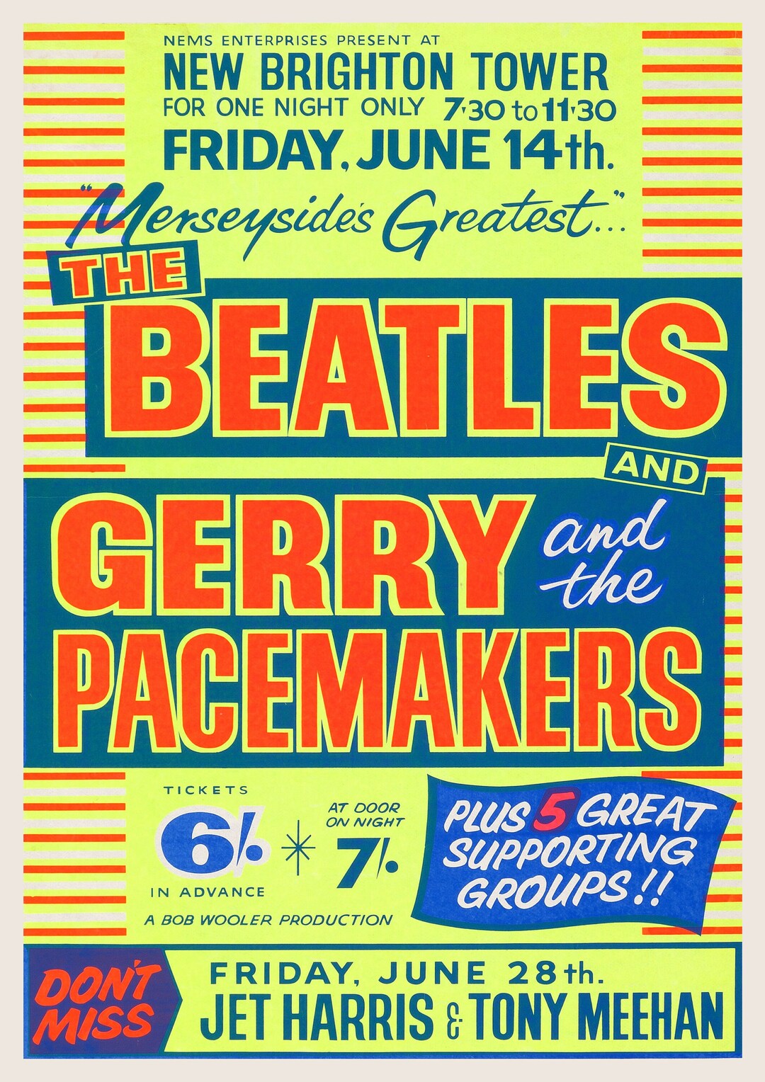 The Beatles Gerry & the Pacemakers Mini Concert Poster 01 A4 Size 210 X ...