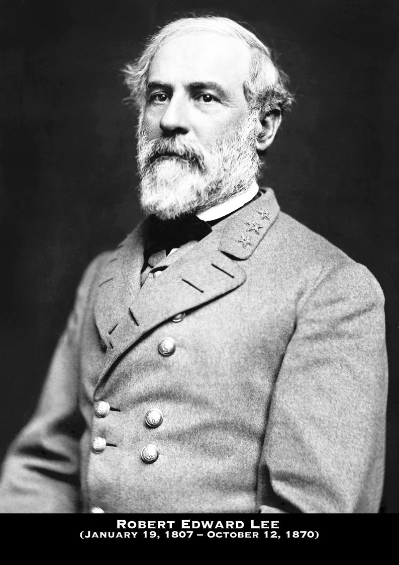 American Civil War Robert Edward Lee Monochrome Photo Print - Etsy