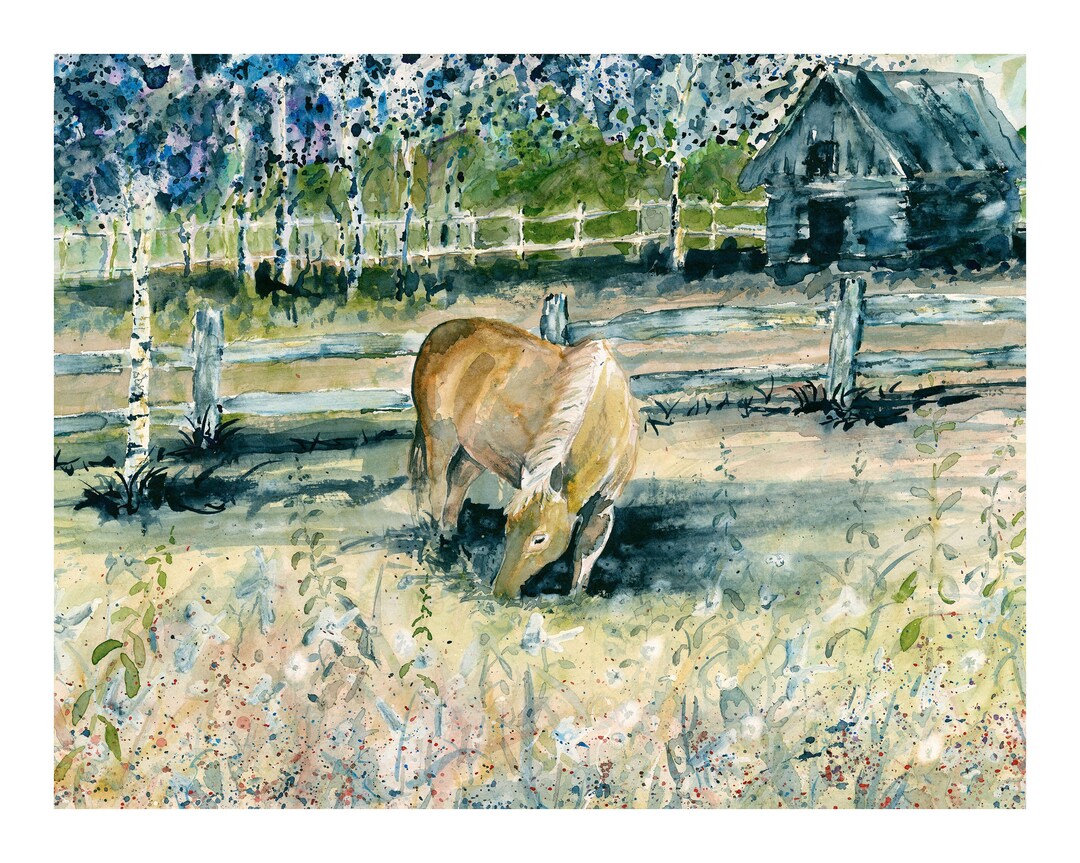 Pasture of Peace: Pony Watercolor Art Print - Etsy
