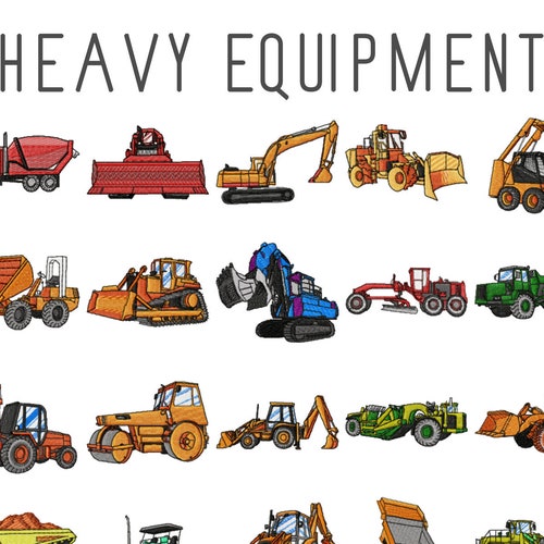 20 Heavy Equipment Machine Embroidery Designs Construction - Etsy