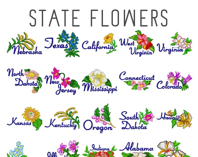 State Birds & Flowers Embroidery Design Value Pack - Etsy