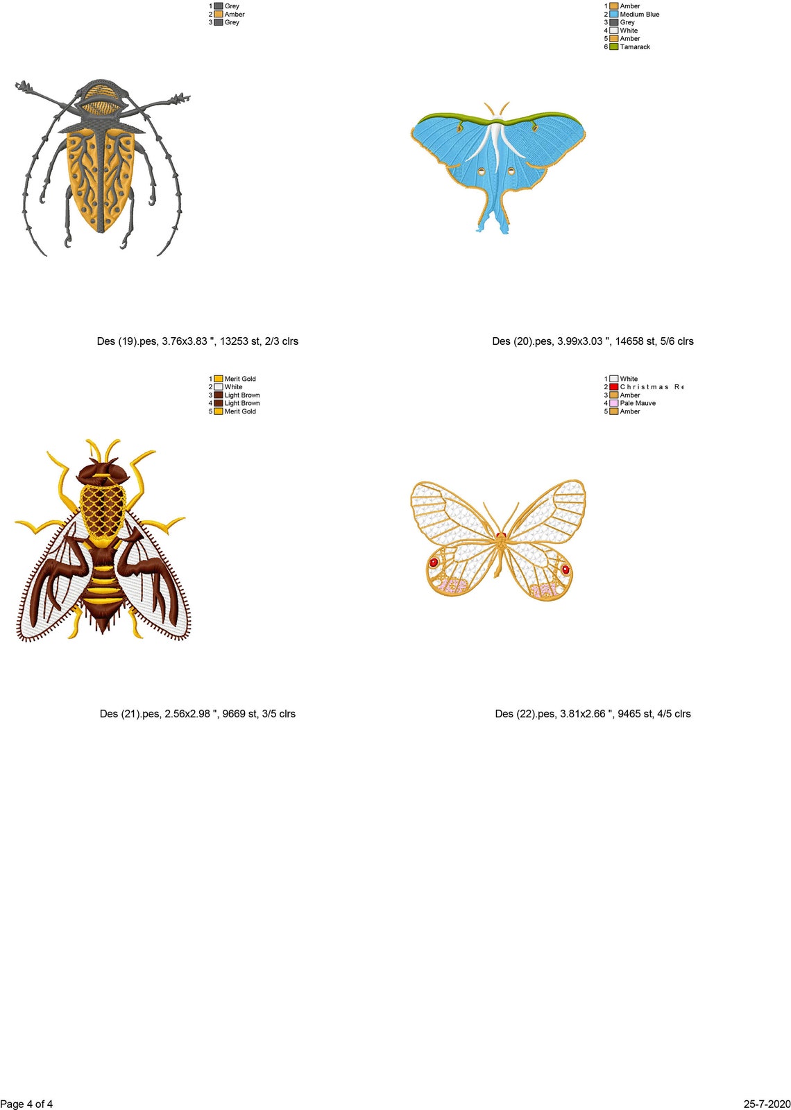 22 Insects Machine Embroidery Designs, Animal Embroidery Pattern ...