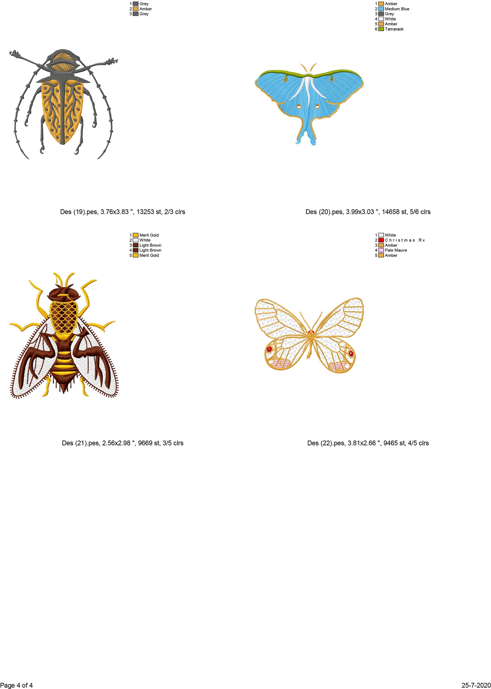 22 Insects Machine Embroidery Designs, Animal Embroidery Pattern ...