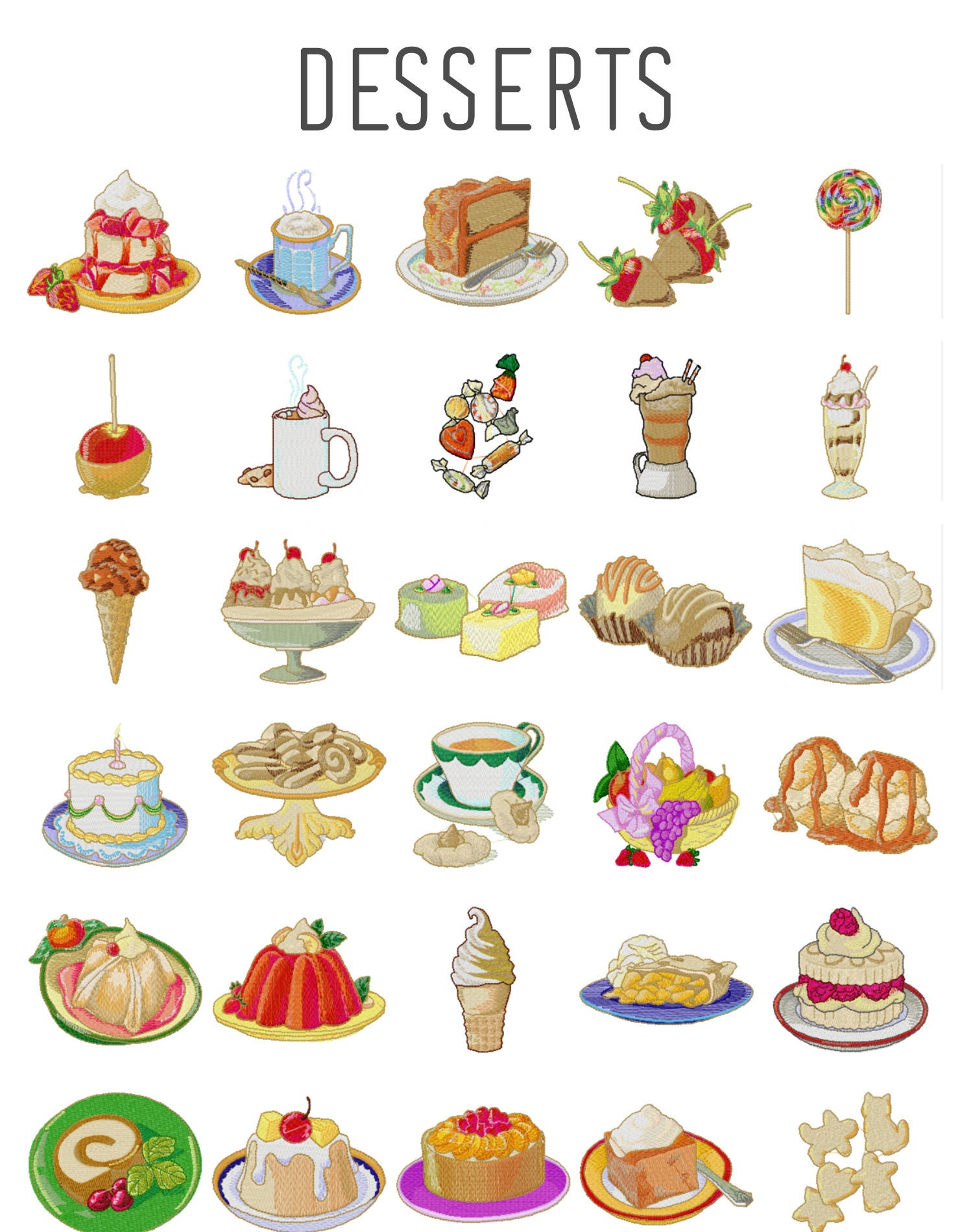 30 Dessert Machine Embroidery Designs, Cookie Embroidery Pattern, Apple ...