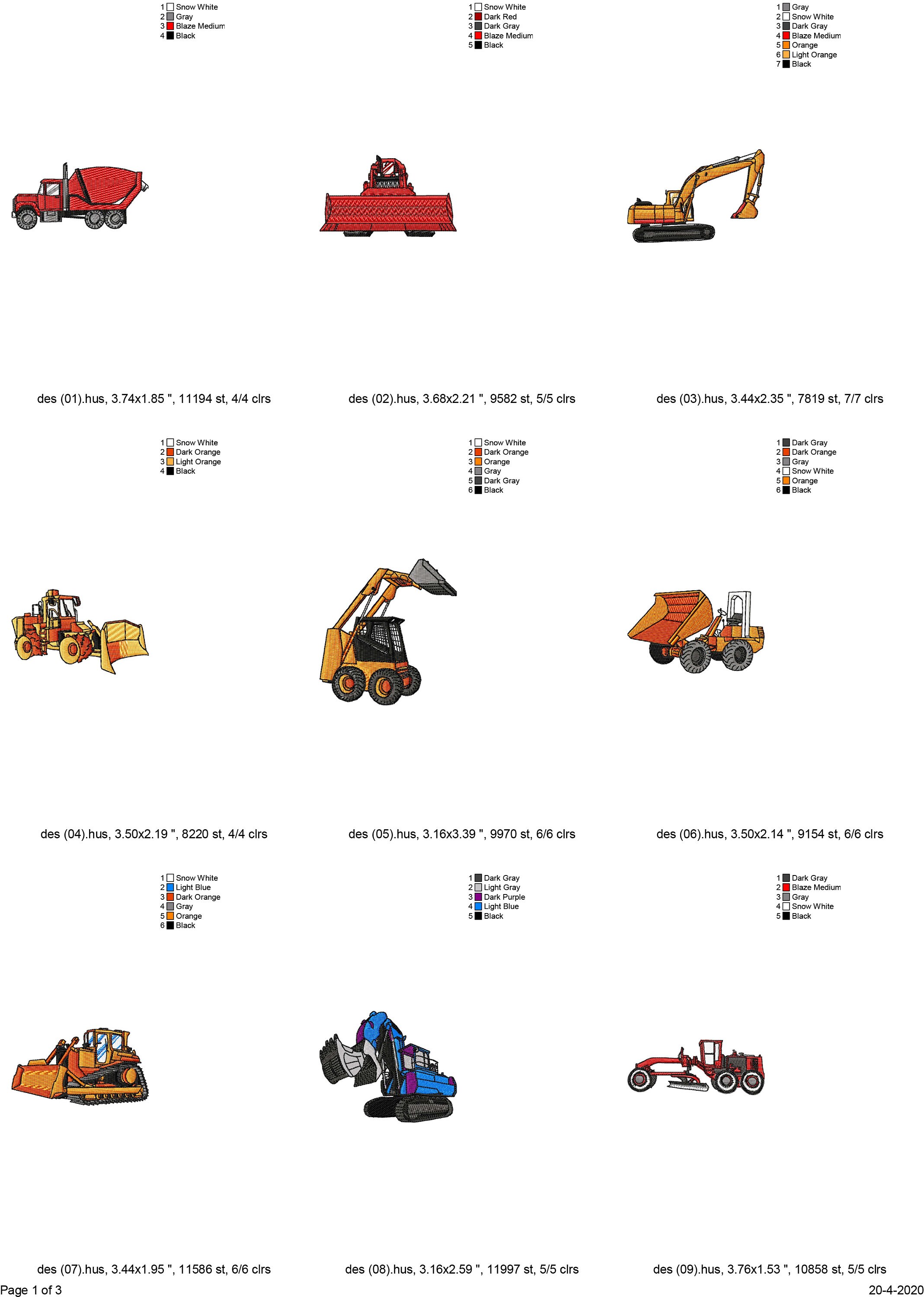 Construction Equipment Machine Embroidery Designs at Morris Rios blog