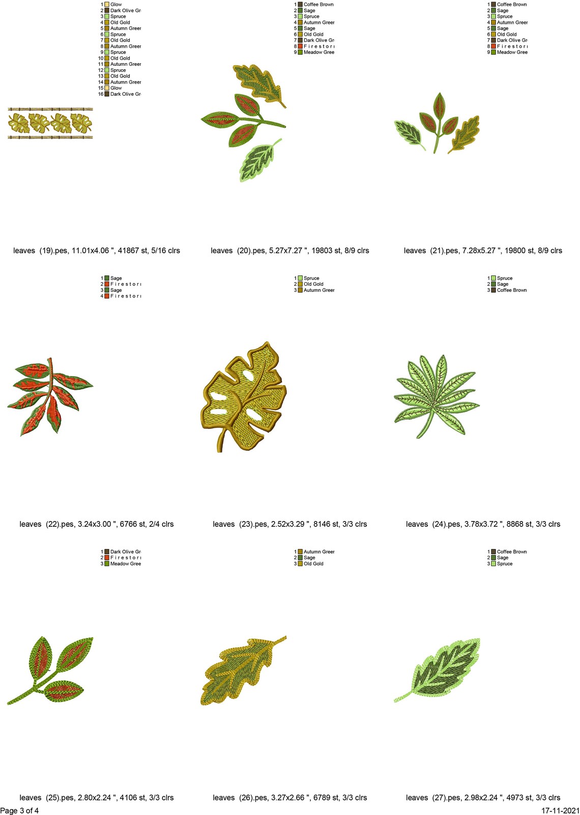 35 Leaf Machine Embroidery Designs Leaves Embroidery - Etsy