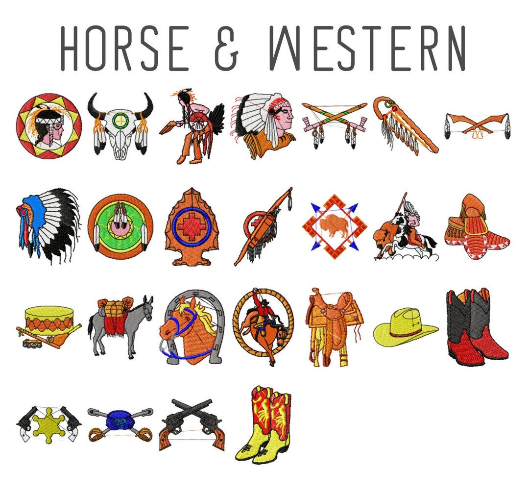 25 Horse & Western Machine Embroidery Designs, Native American ...