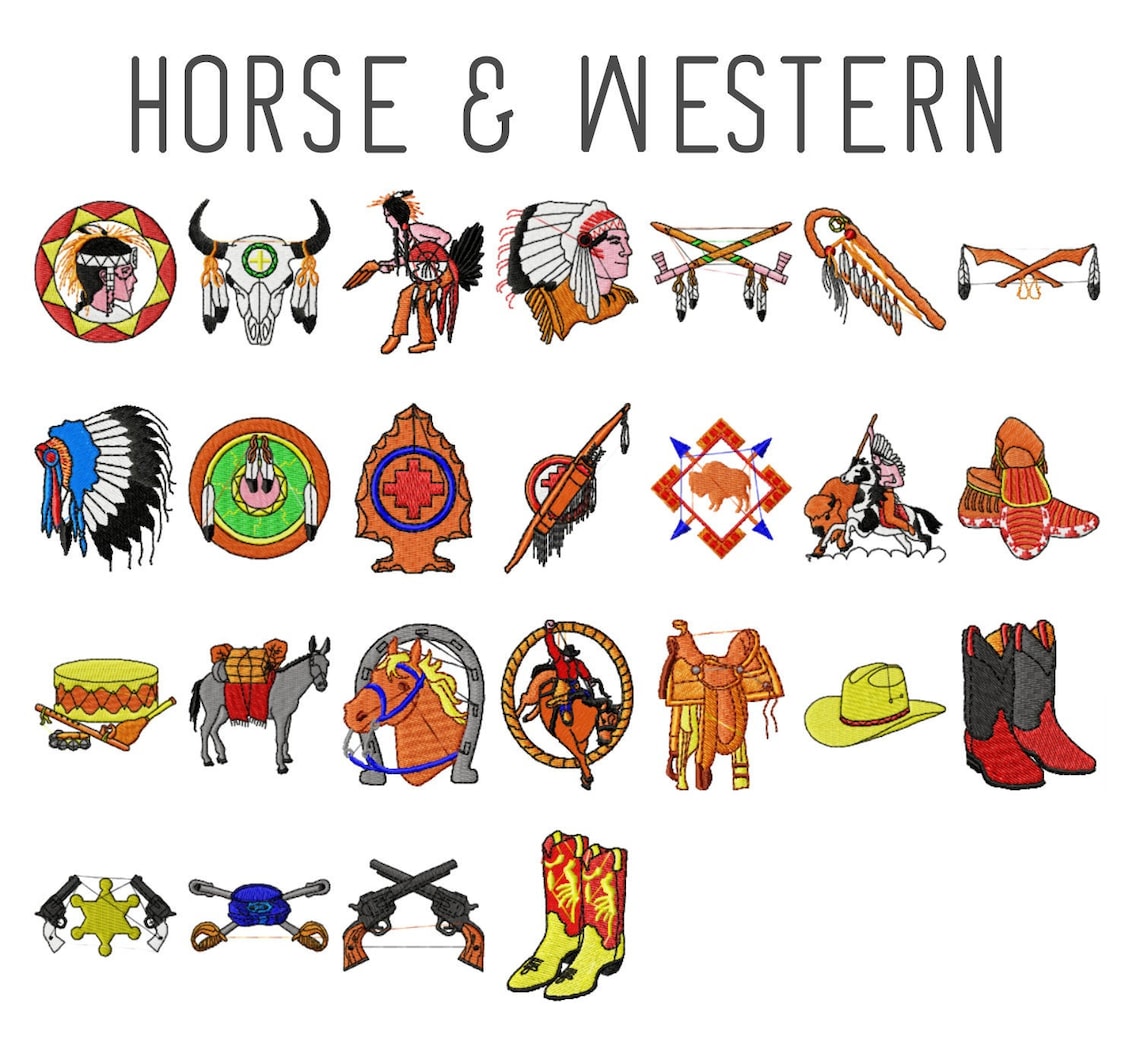 25 Horse & Western Machine Embroidery Designs Native - Etsy