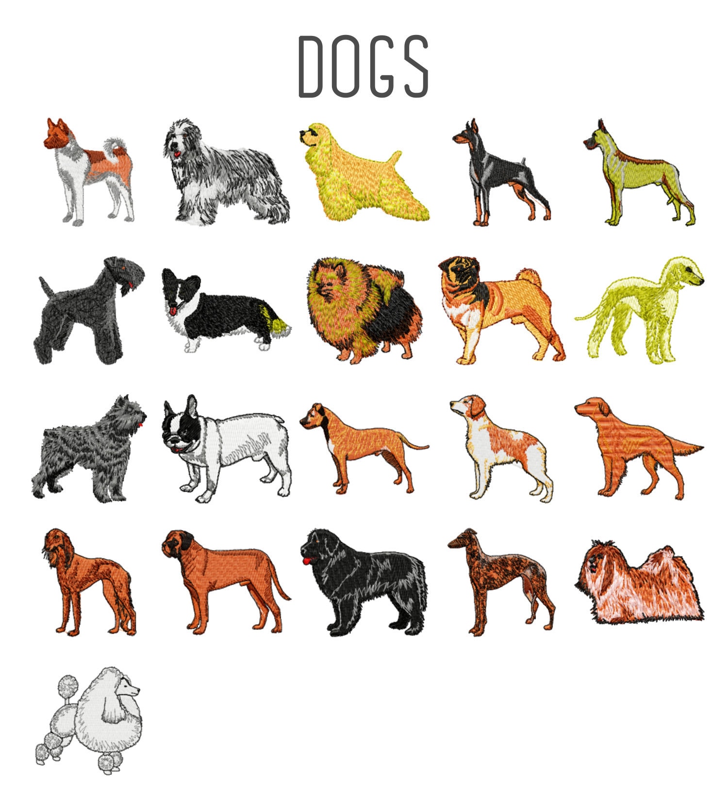 21 Dogs Machine Embroidery Designs Animal Embroidery Pattern - Etsy