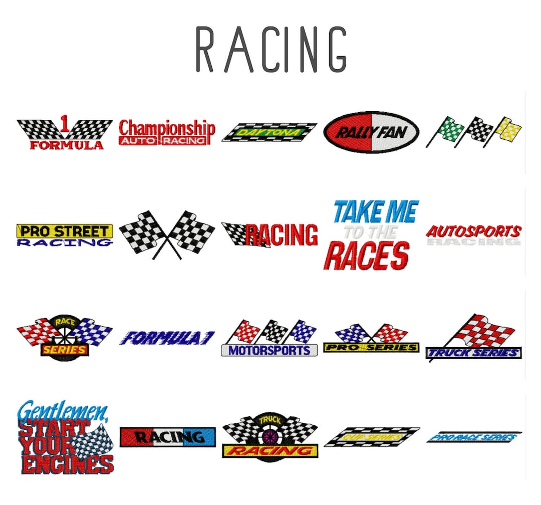 20 Race Banners Machine Embroidery Designs, Formula 1 Racing, Race Car ...