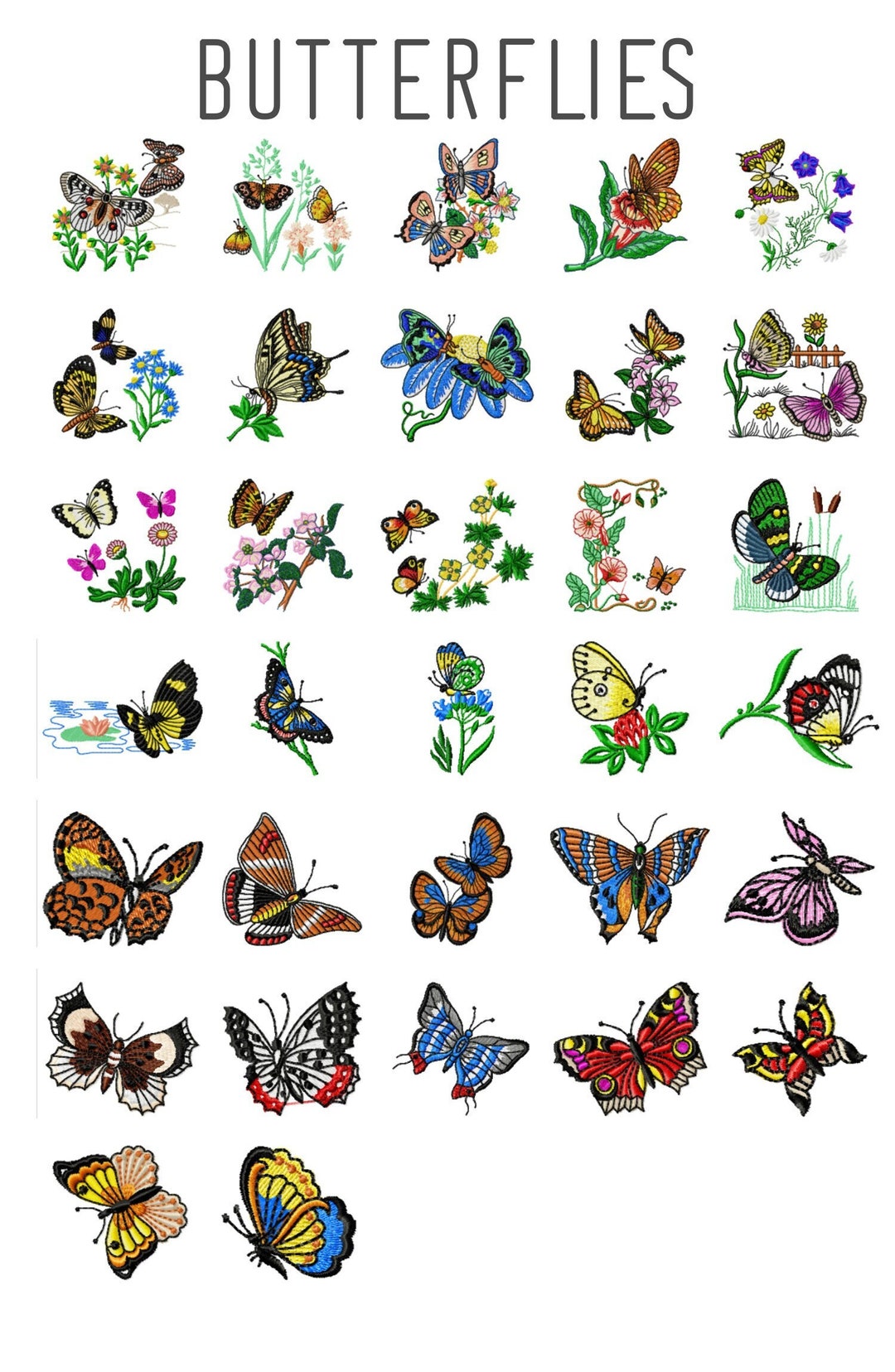32 Butterfly Machine Embroidery Designs, Animal Embroidery Pattern ...