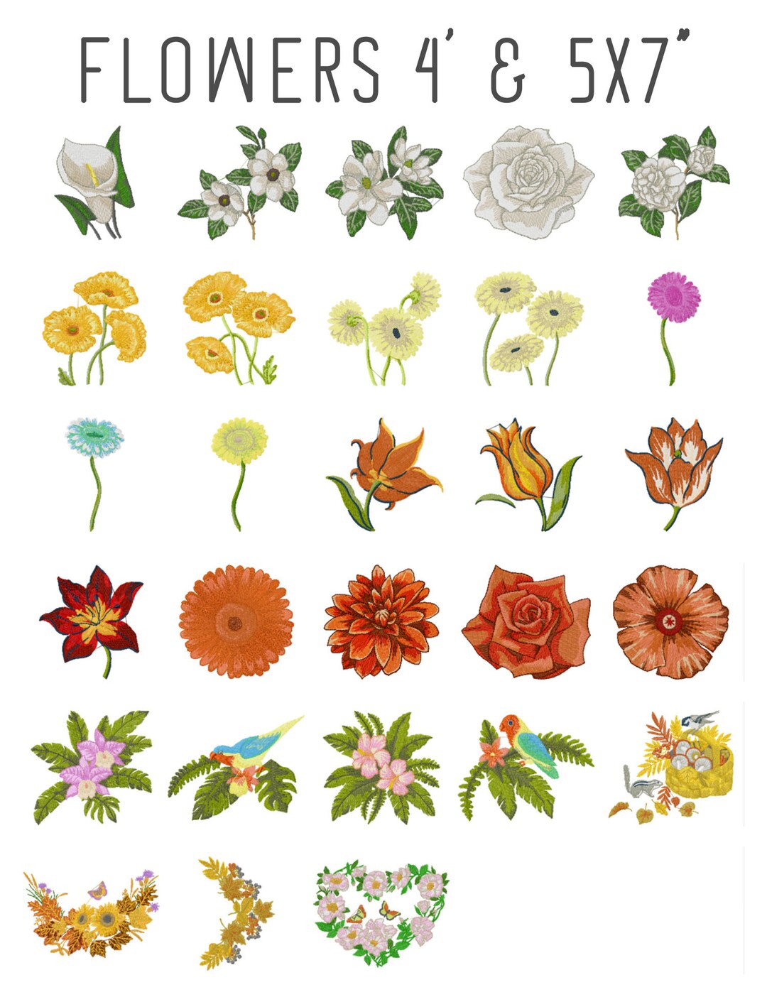 28 Flower Machine Embroidery Designs, Floral Embroidery, Tropical ...