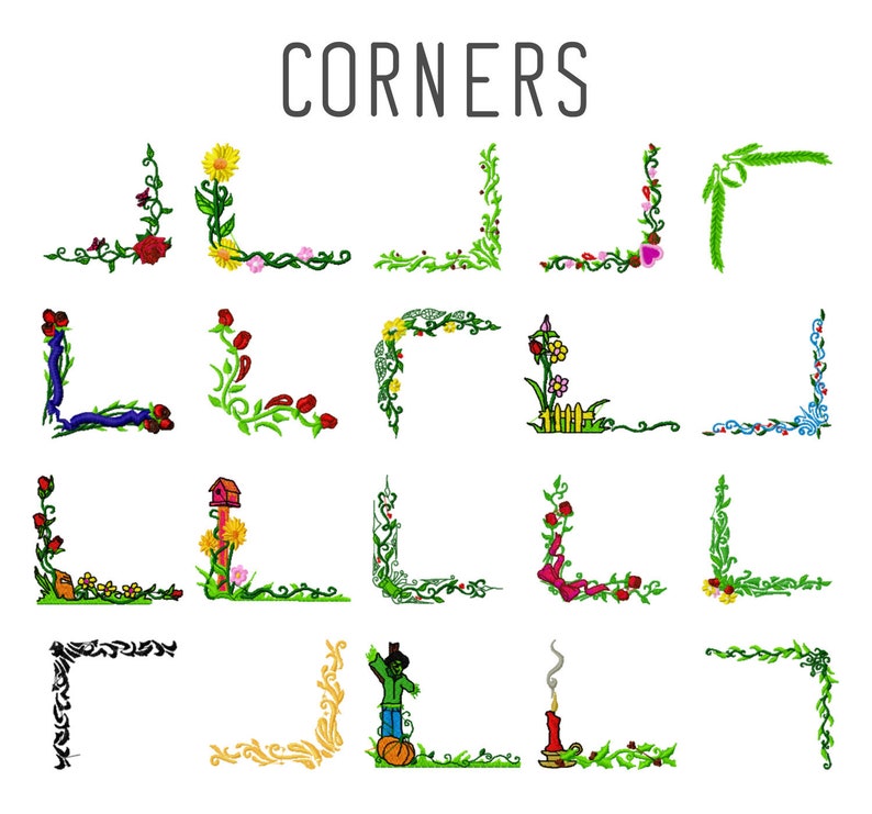 20 Decorative Corners Machine Embroidery Designs, Floral Corner ...