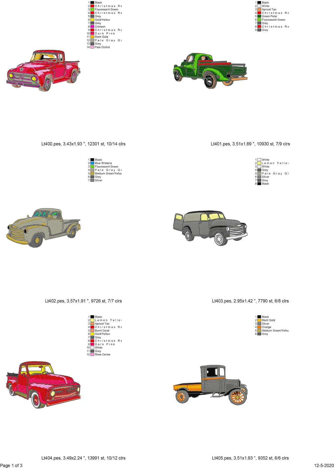 18 Classic Truck Machine Embroidery Designs, Car Embroidery Pattern ...