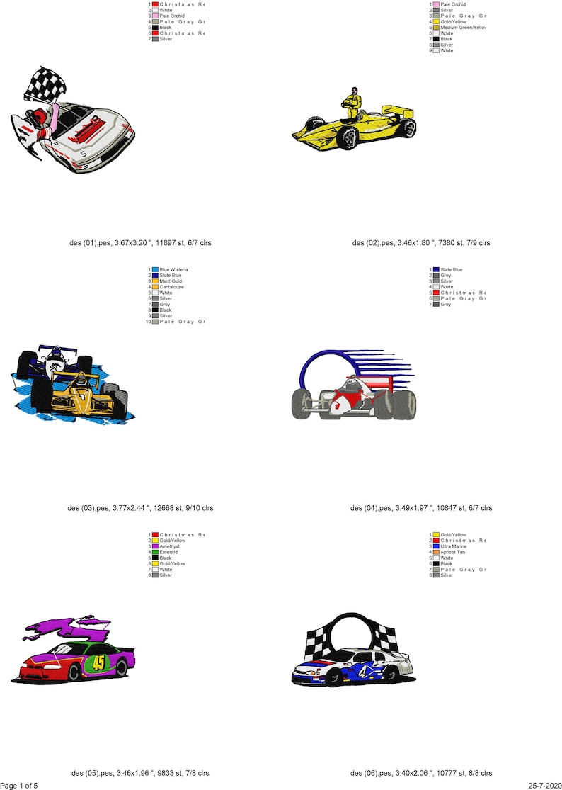 25 Racecar Machine Embroidery Designs, Race Car Embroidery Pattern ...