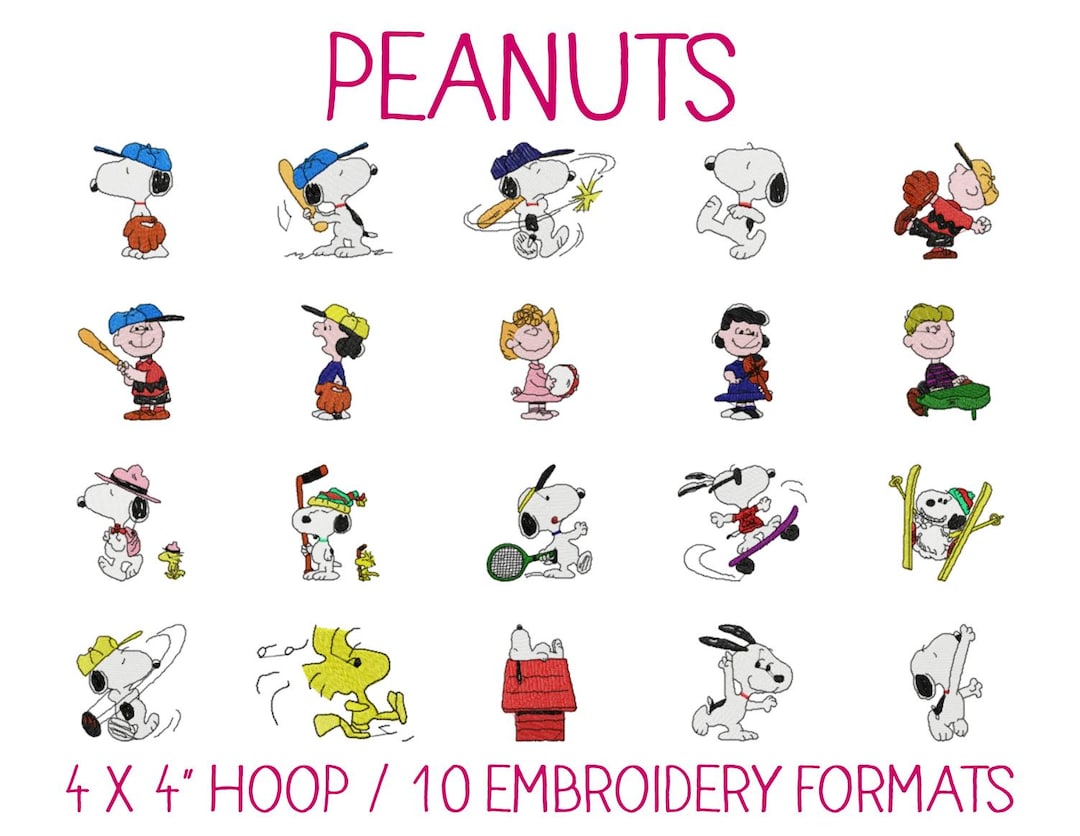 20 Peanuts Machine Embroidery Designs, Snoopy Machine Embroidery ...
