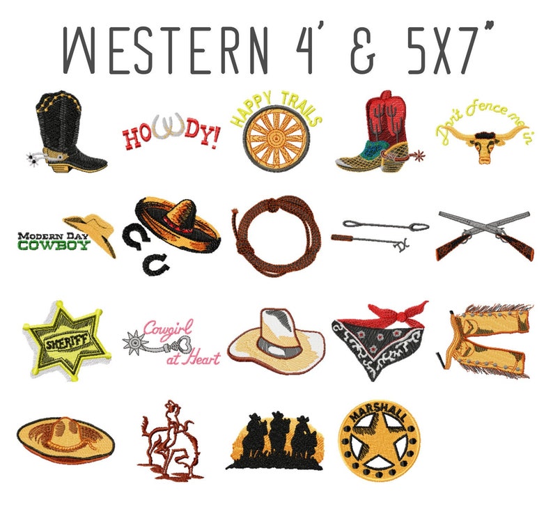 19 Western cowboy machine embroidery designs cowboy boots | Etsy