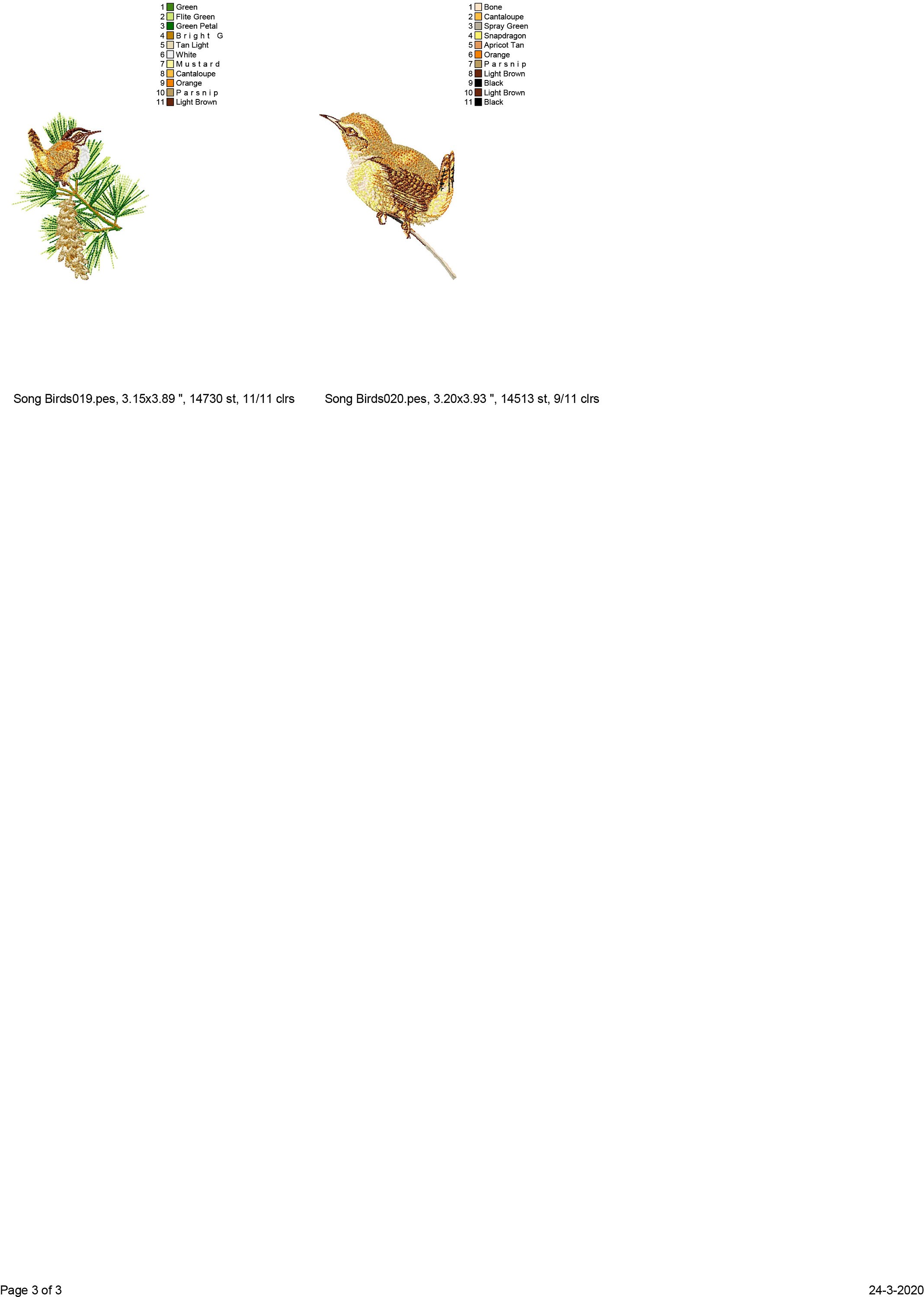 20 Song Birds Machine Embroidery Designs, Bird Embroidery Design ...