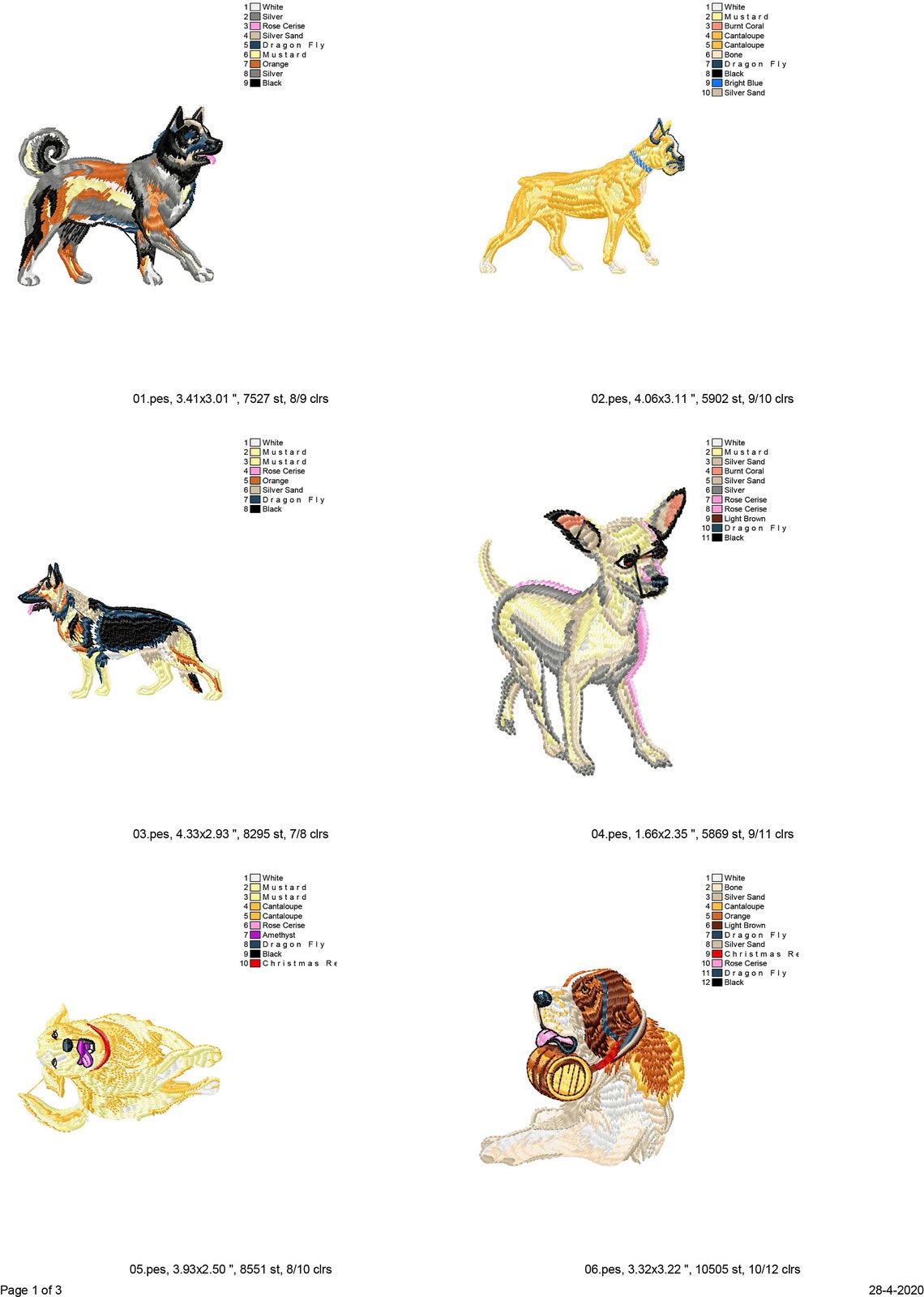 17 Dogs Machine Embroidery Designs, Animal Embroidery Pattern, Dog ...