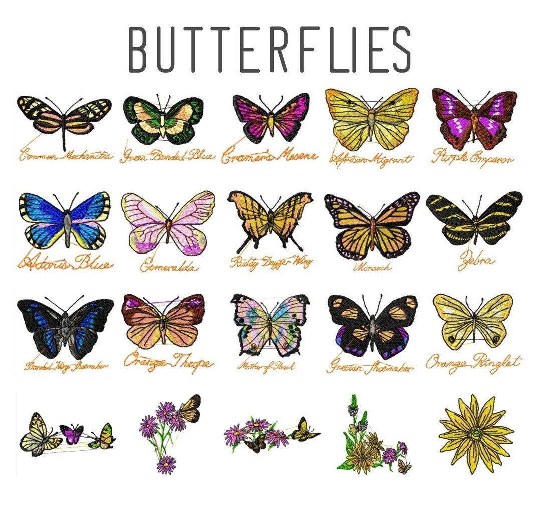 20 Butterfly Machine Embroidery Designs, Animal Embroidery Pattern ...
