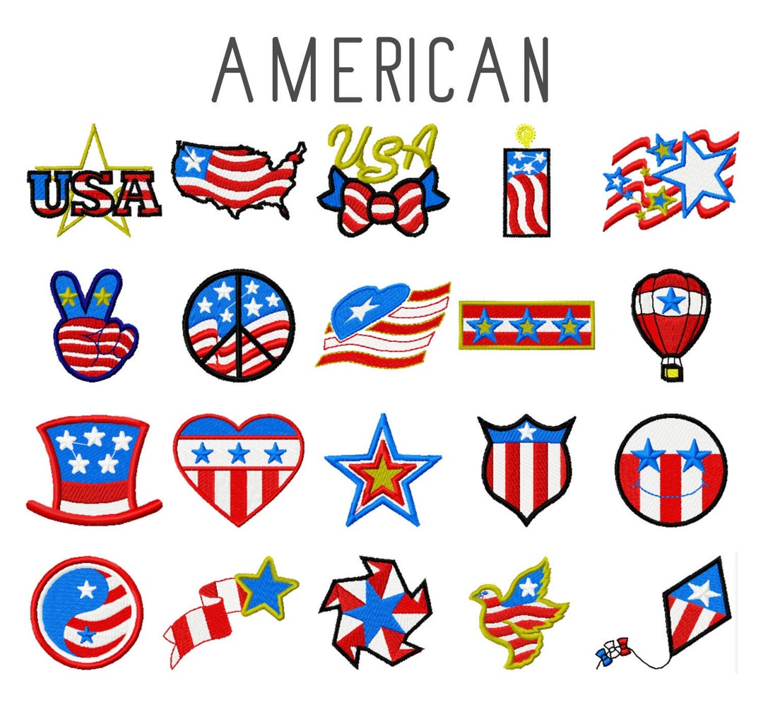 20 American Machine Embroidery Designs, United States of America ...