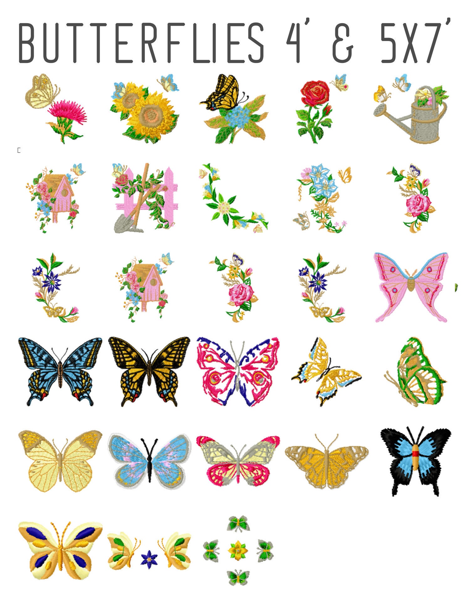 28 Butterfly Machine Embroidery Designs Animal Embroidery - Etsy