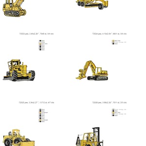 19 Heavy Equipment Machine Embroidery Designs, Construction Vehicles ...