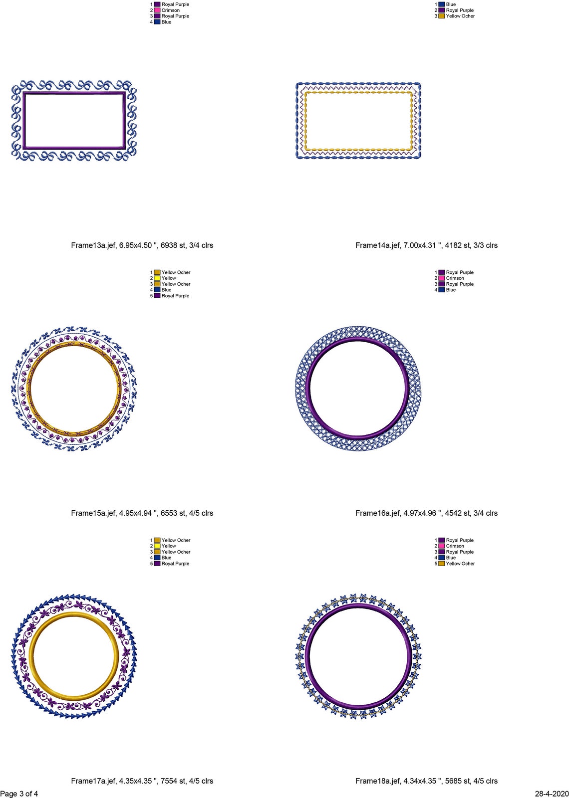 20 Decorative Frame Machine Embroidery Designs, Large Border Embroidery ...