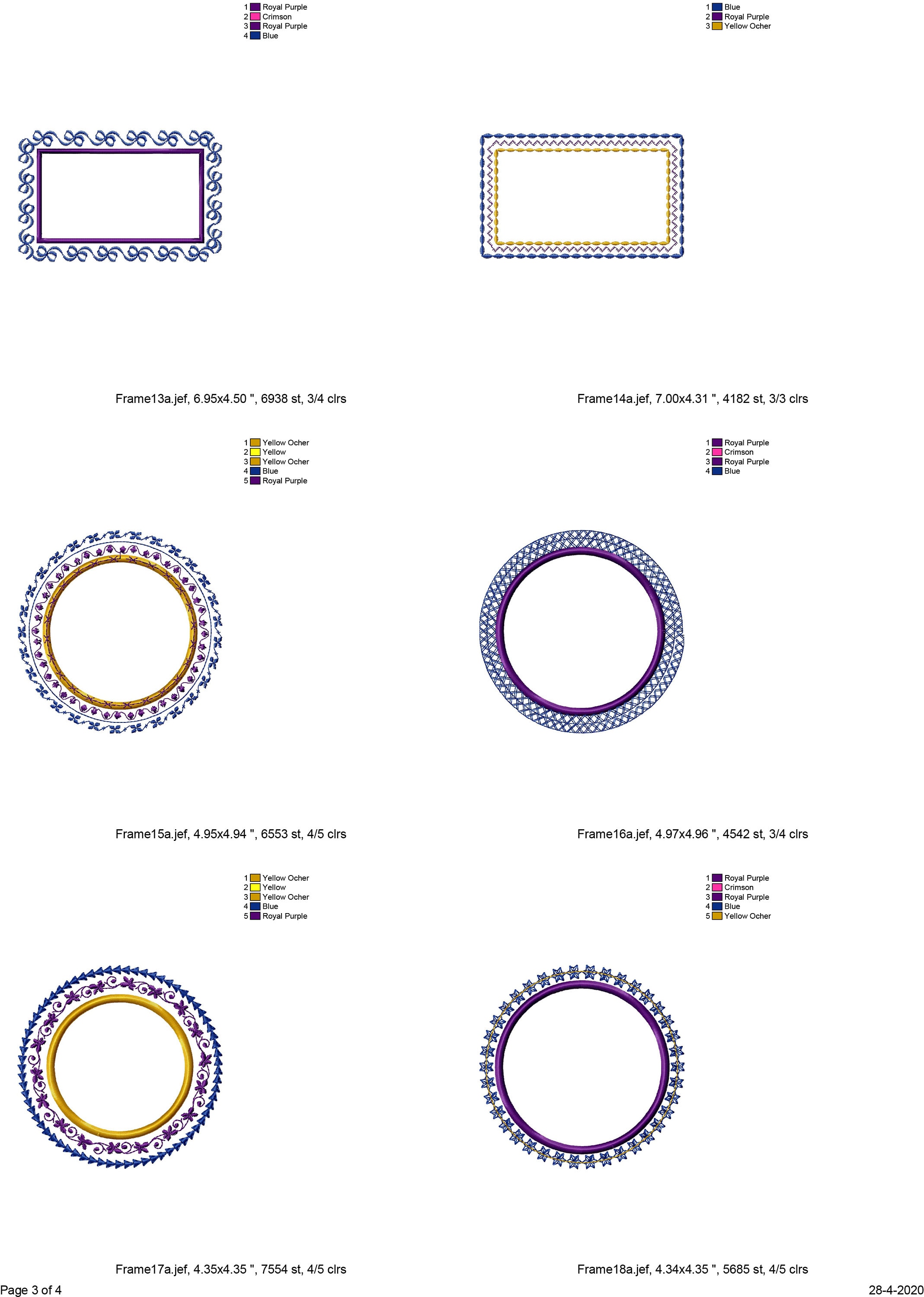 20 Decorative Frame Machine Embroidery Designs, Large Border Embroidery ...