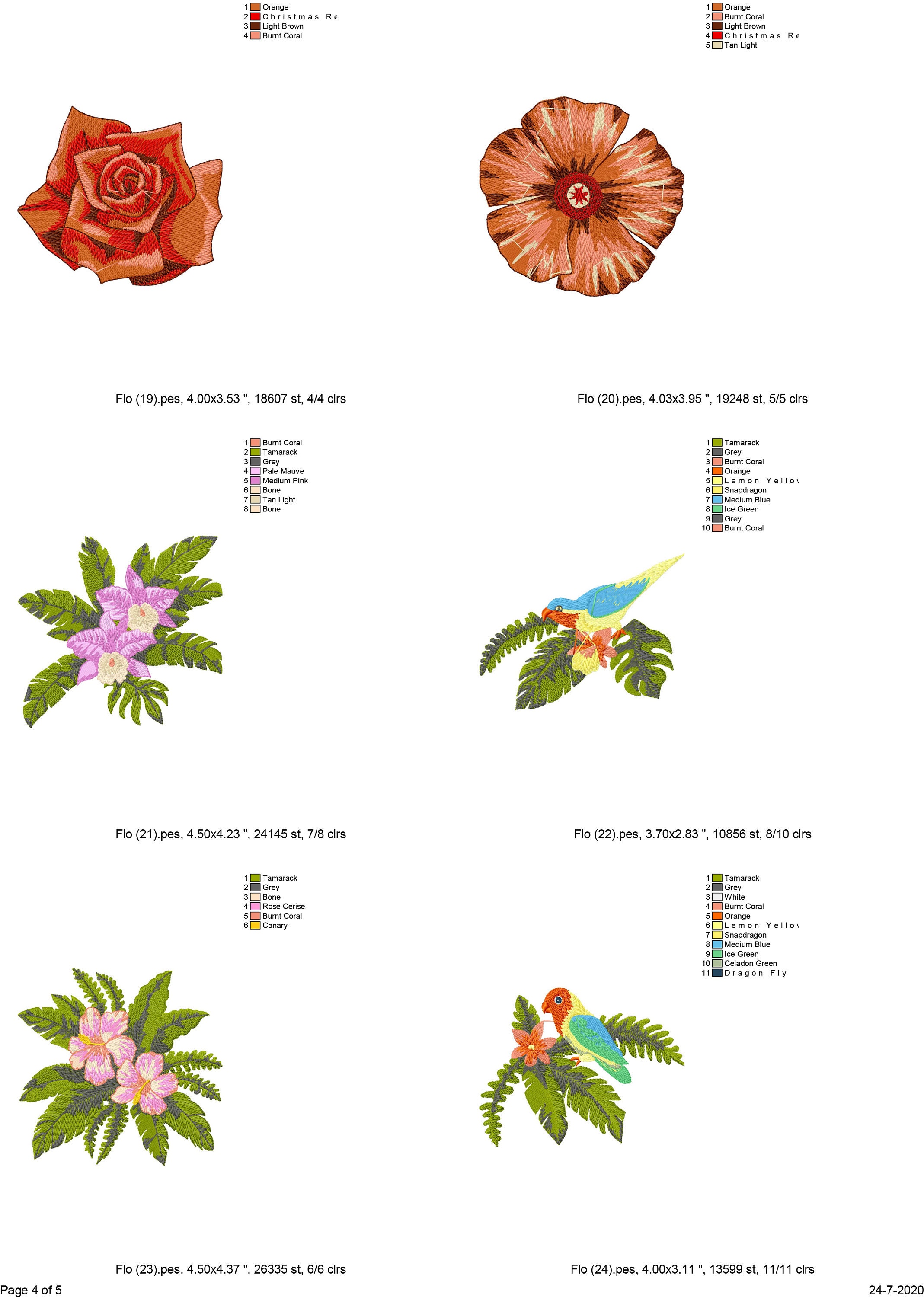 28 Flower Machine Embroidery Designs, Floral Embroidery, Tropical ...