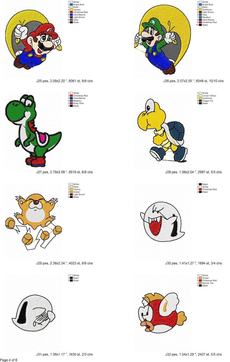 44 Super Mario Embroidery Designs,luigi Embroidery Pattern, Princess ...