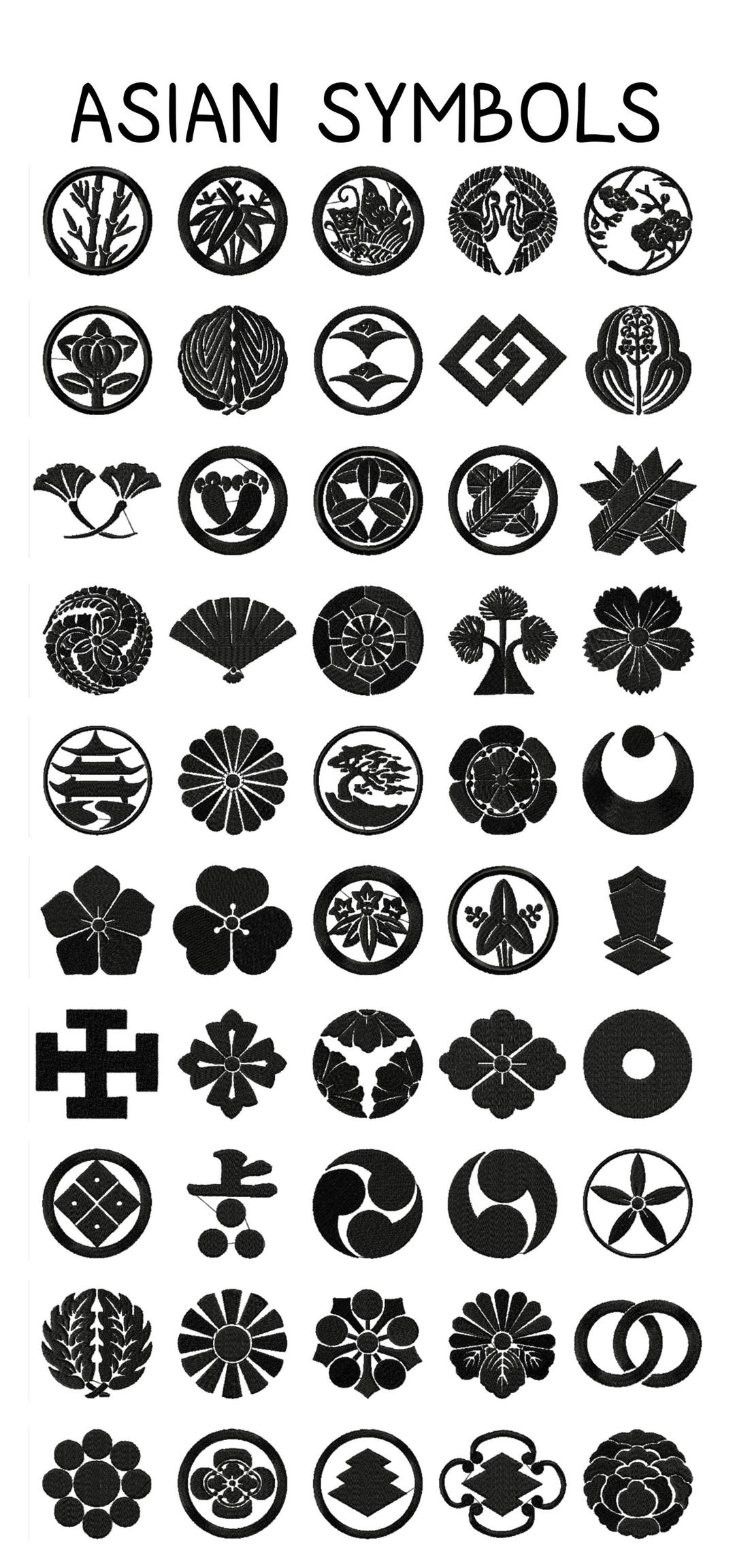 50 Asian Symbol Machine Embroidery Designs, Asian Embroidery Pattern ...