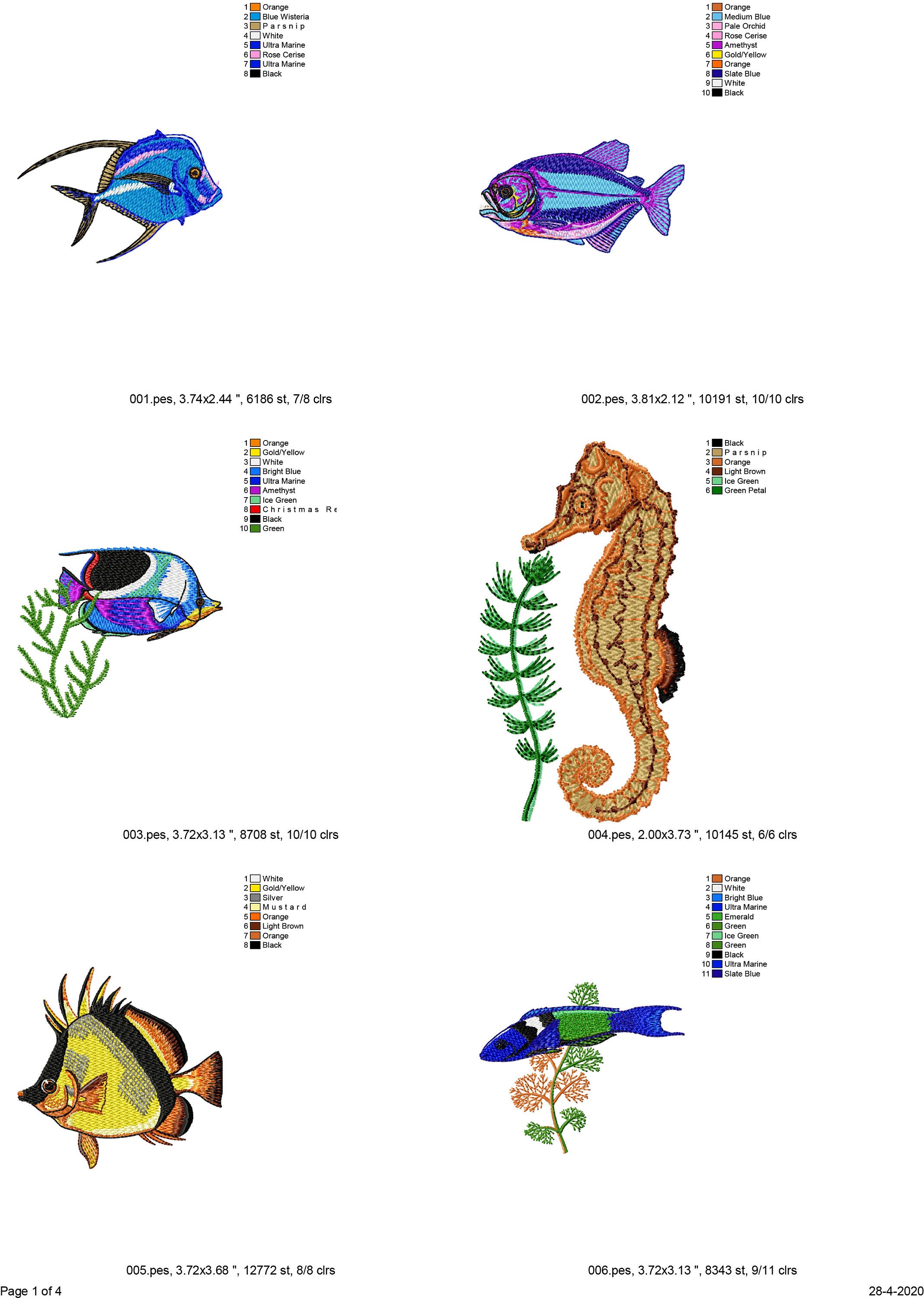 20 Tropical Fish Machine Embroidery Designs Fish Embroidery - Etsy