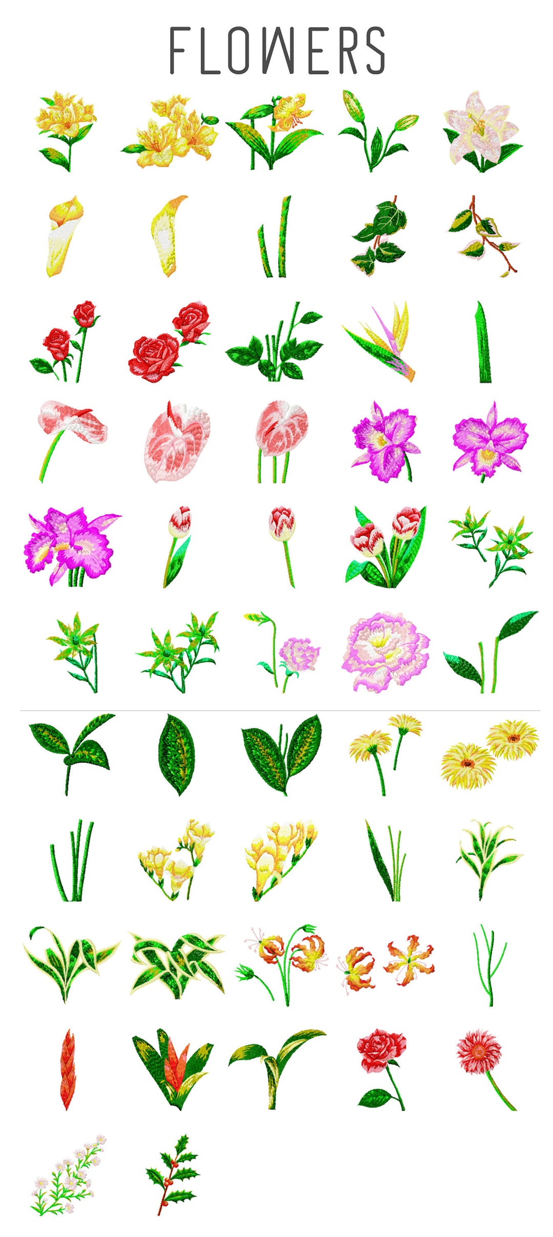 52 Flower Machine Embroidery Designs, Floral Embroidery Pattern, Flower ...